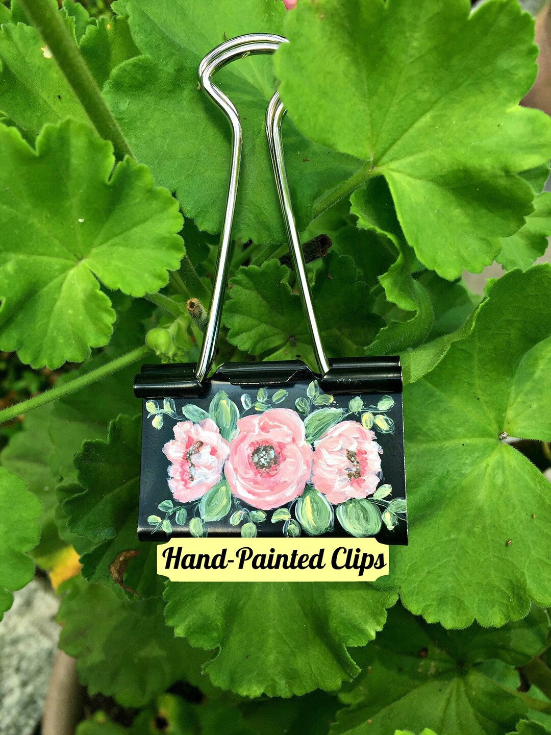 Handpainted Flower Binder Clips, Medium Binder Clips, Planner ...