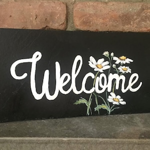 Daisy Welcome Sign Slate Sign Porch Welcome Sign Porch - Etsy