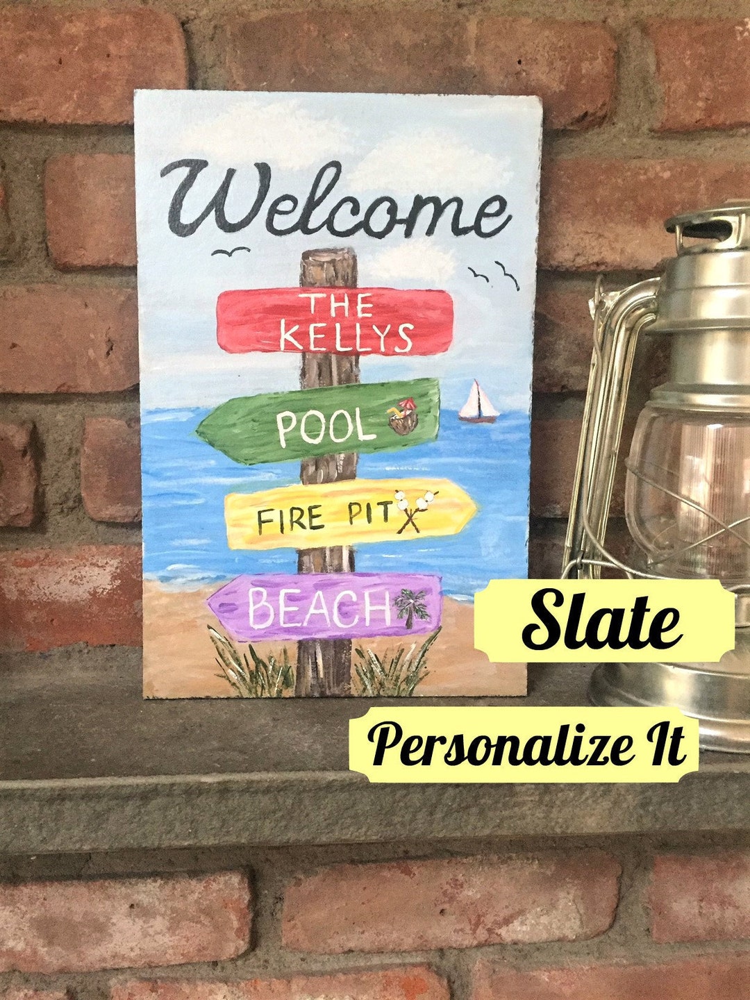 Personalized Summer Welcome Sign, Beach Welcome Sign, Pool Sign, Door ...