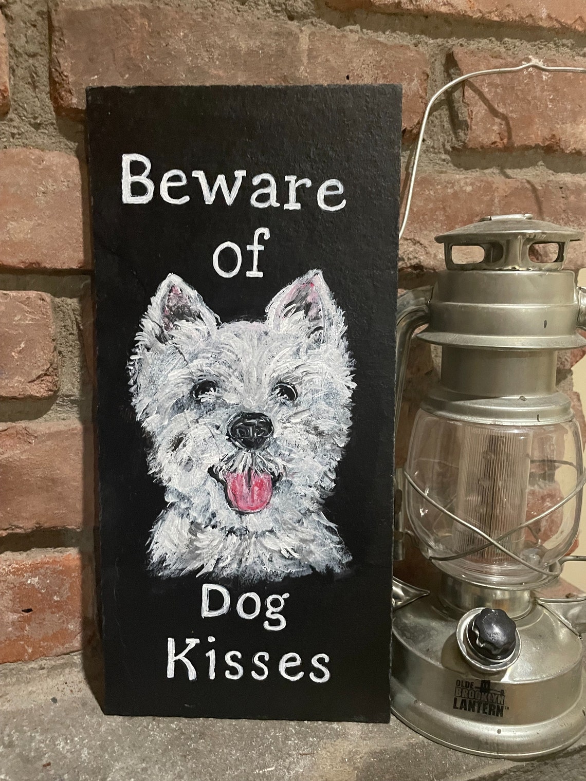 Handpainted Beware of Dog Kisses Sign Slate Sign Beware of - Etsy