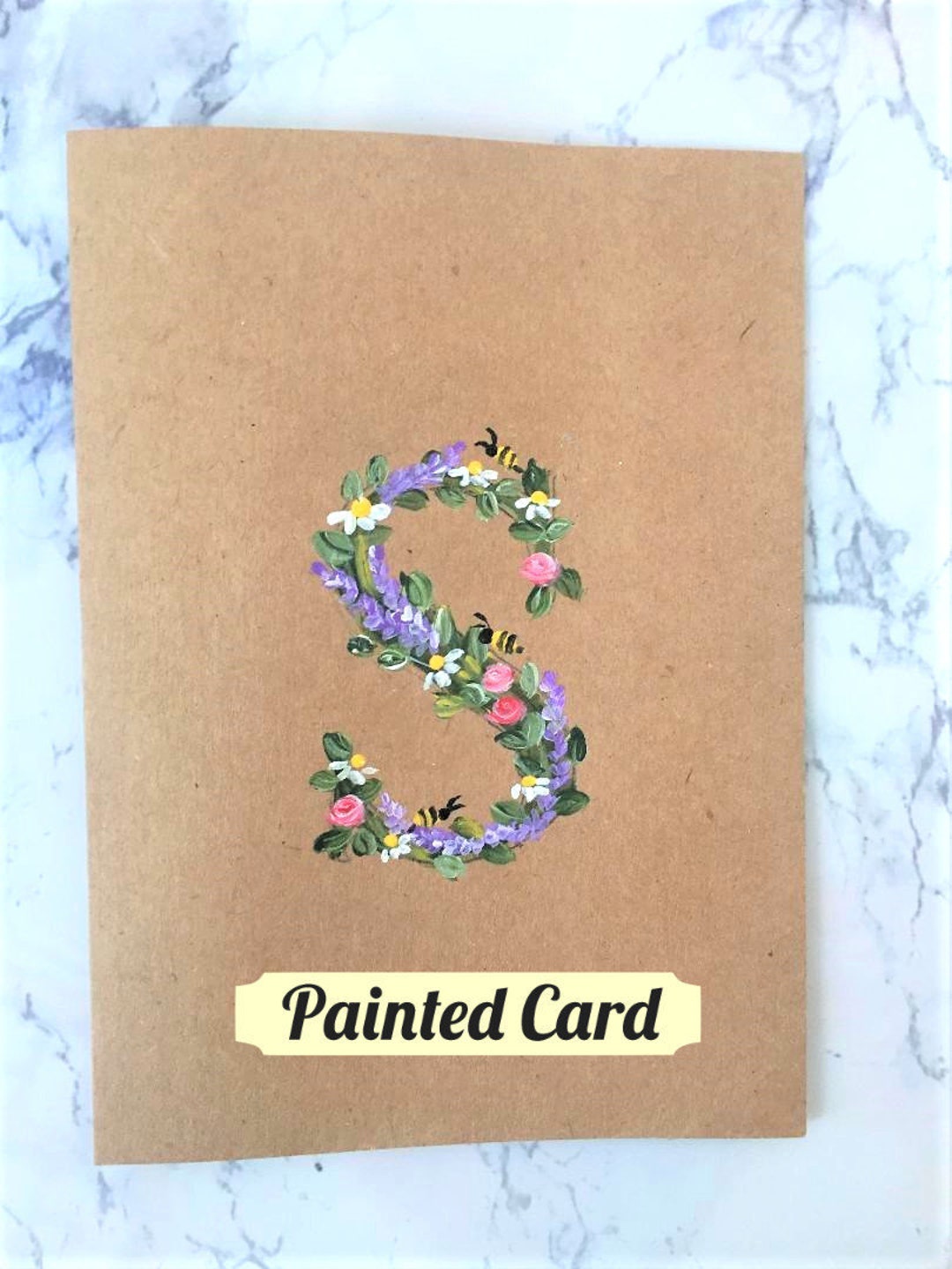 Handpainted Floral Initial Note Card Set, Personalized Stationery ...