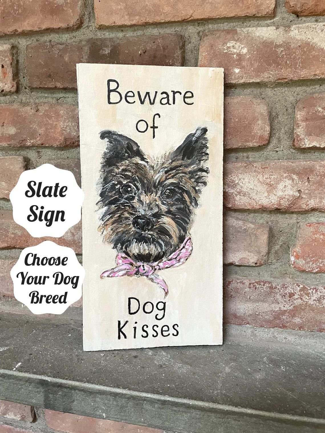Handpainted Beware of Dog Kisses Sign Slate Sign Beware of - Etsy