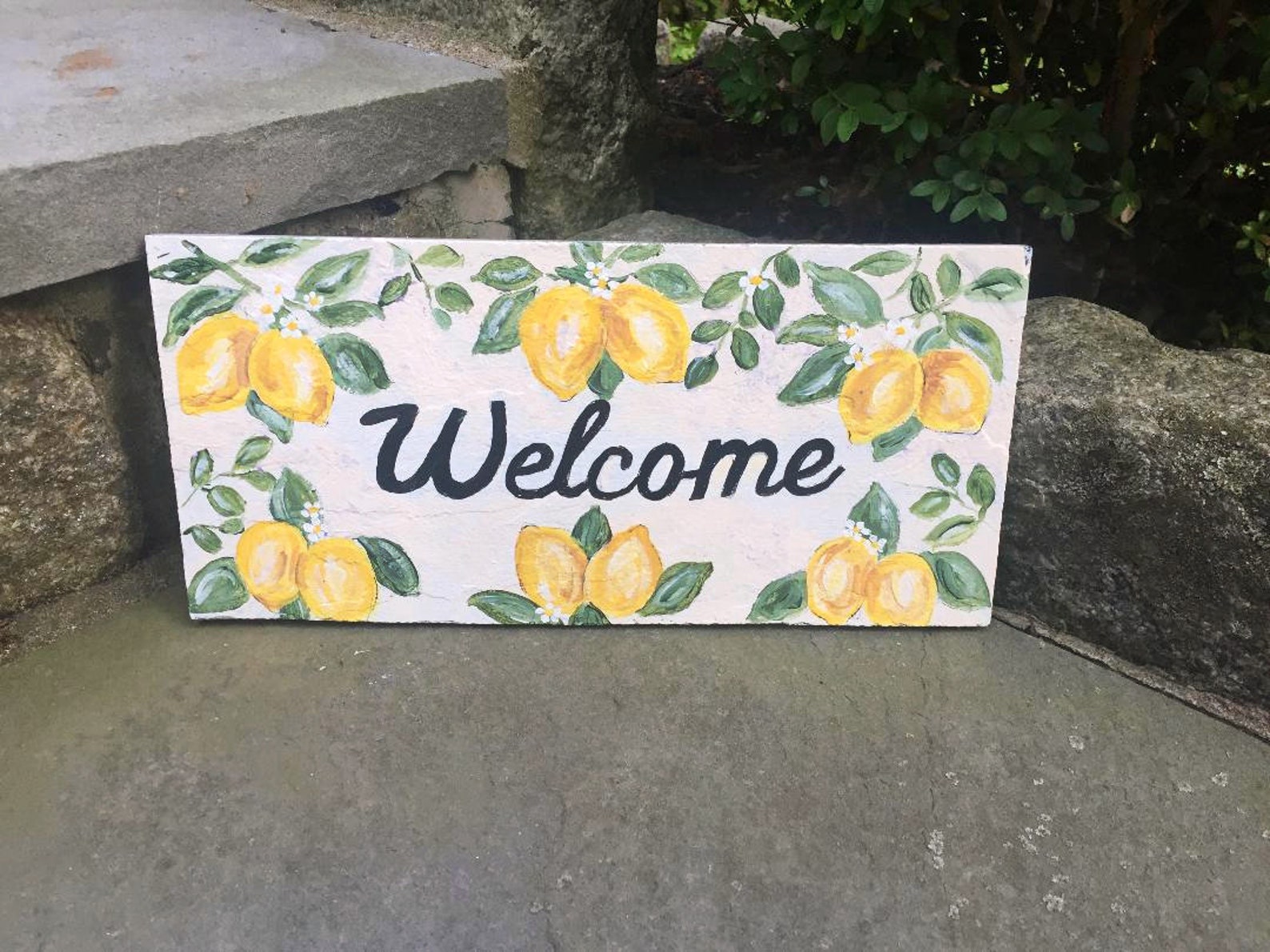 Handpainted Lemon Welcome Sign Summer Welcome Sign Painted - Etsy