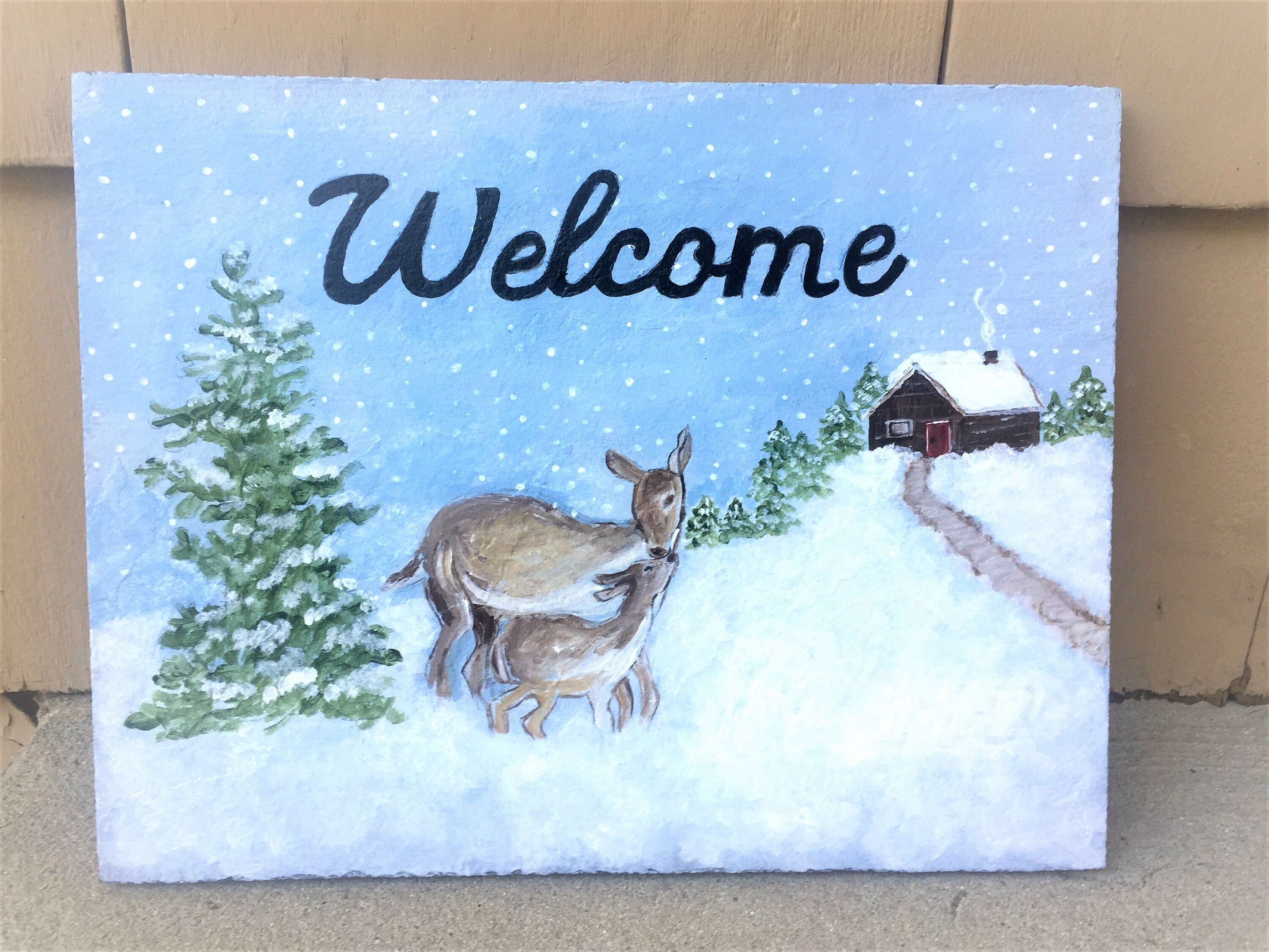 Winter Welcome Sign Let It Snow Sign Winter Decor Front | Etsy