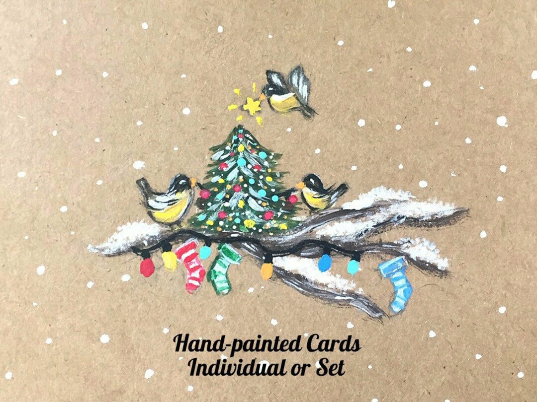Hand-painted Christmas Cards, Holiday Card Set, Blank Card Set, Non ...