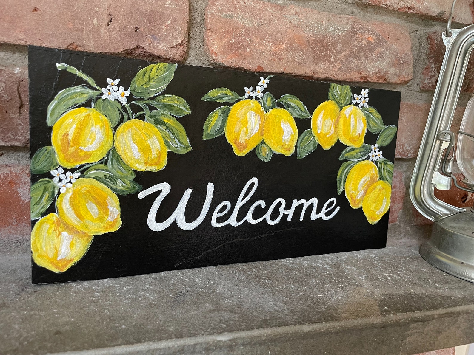 Handpainted Lemon Welcome Sign Summer Welcome Sign Painted | Etsy