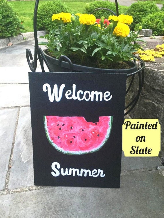 Watermelon Sign Summer Welcome Sign Watermelon Decor Hello | Etsy