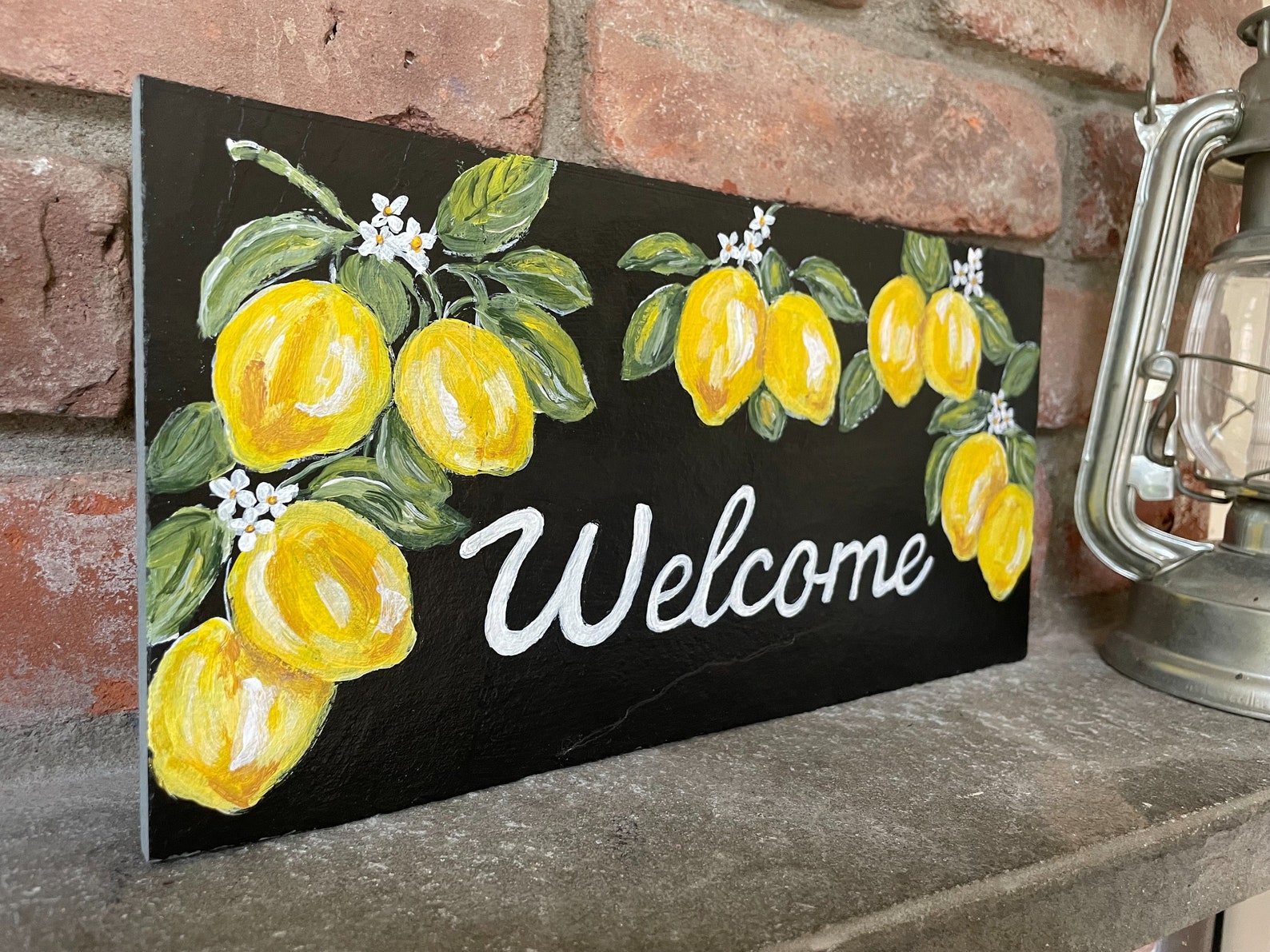 Handpainted Lemon Welcome Sign Summer Welcome Sign Painted | Etsy