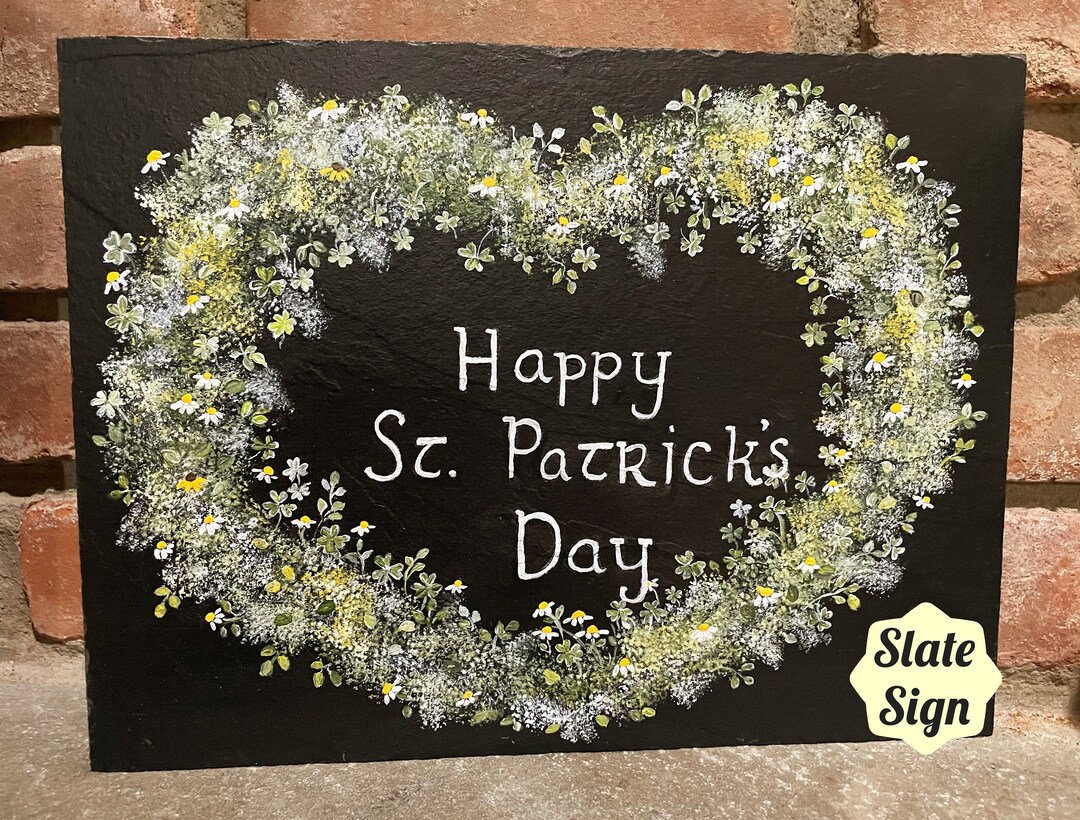 Handpainted Happy St. Patrick's Day Sign, Slate Porch Sign, St Patrick ...