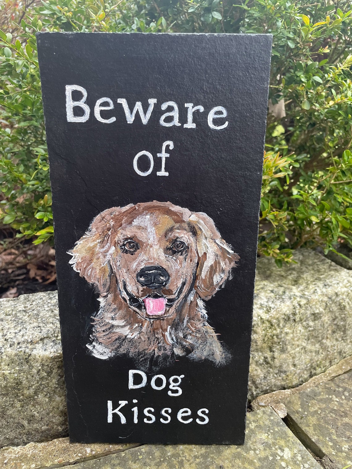 Handpainted Beware of Dog Kisses Sign Slate Sign Beware of - Etsy