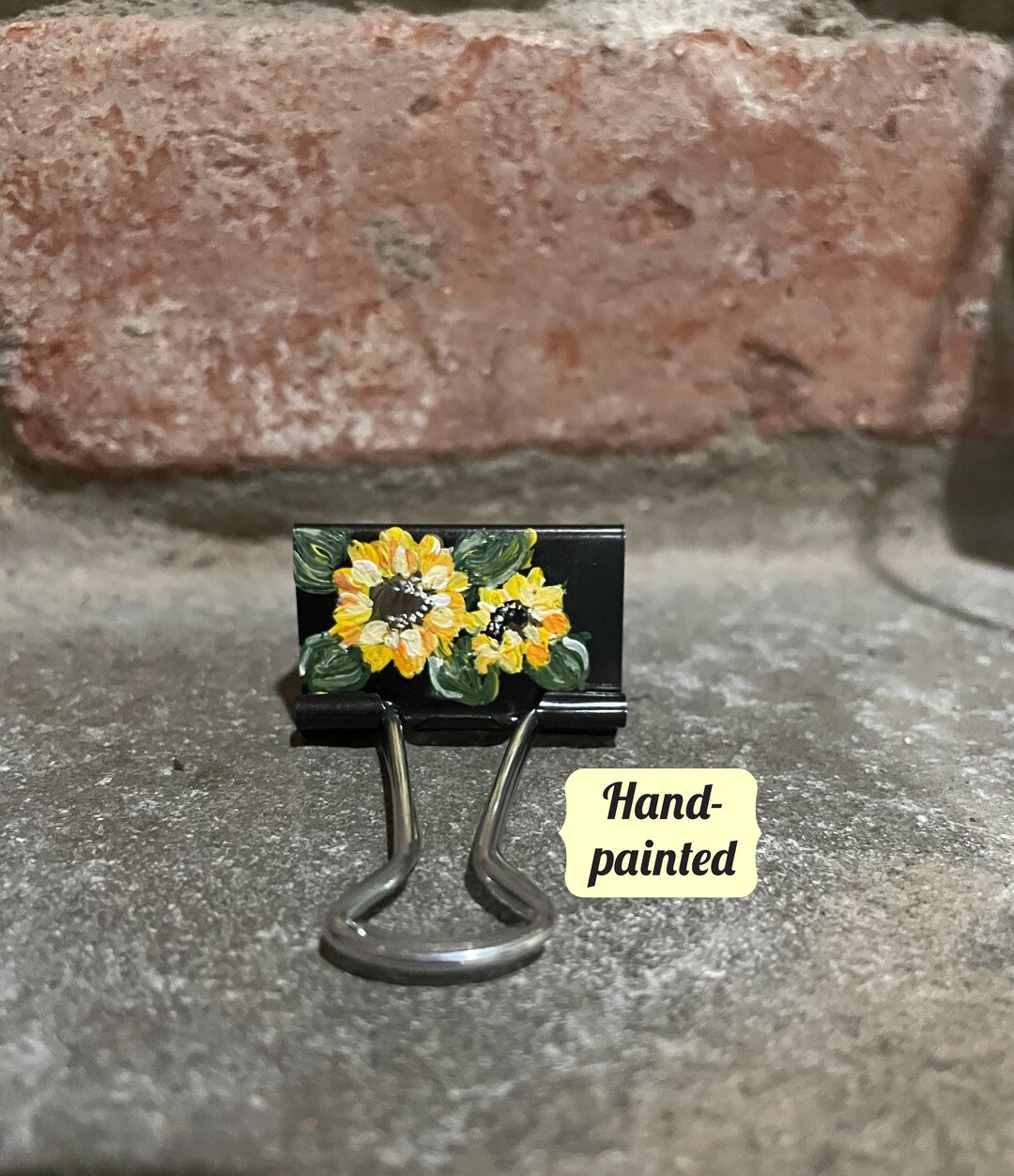 Handpainted Sunflower Binder Clips, Flower Binder Clips, Medium Binder ...