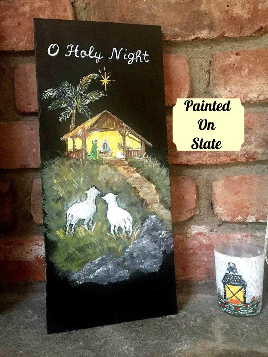 Handpainted Slate Nativity Sign: Religious Christmas Decor, Nativity ...