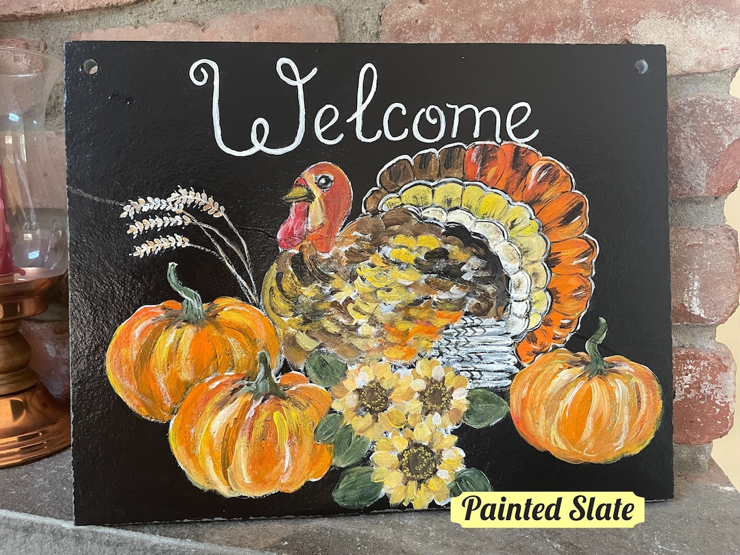 Hand-painted Thanksgiving Sign, Slate Welcome Sign, Thanksgiving Decor ...