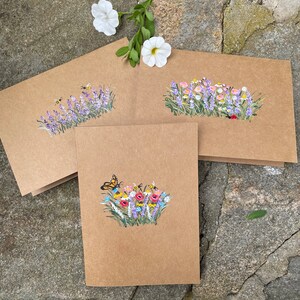 Hand-painted Floral Blank Card, Kraft Paper Cards, Rustic Cards, Blank ...