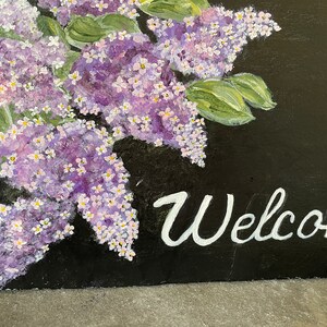 Floral Slate Welcome Sign, Painted Slate, Lilacs, Spring Welcome Sign ...