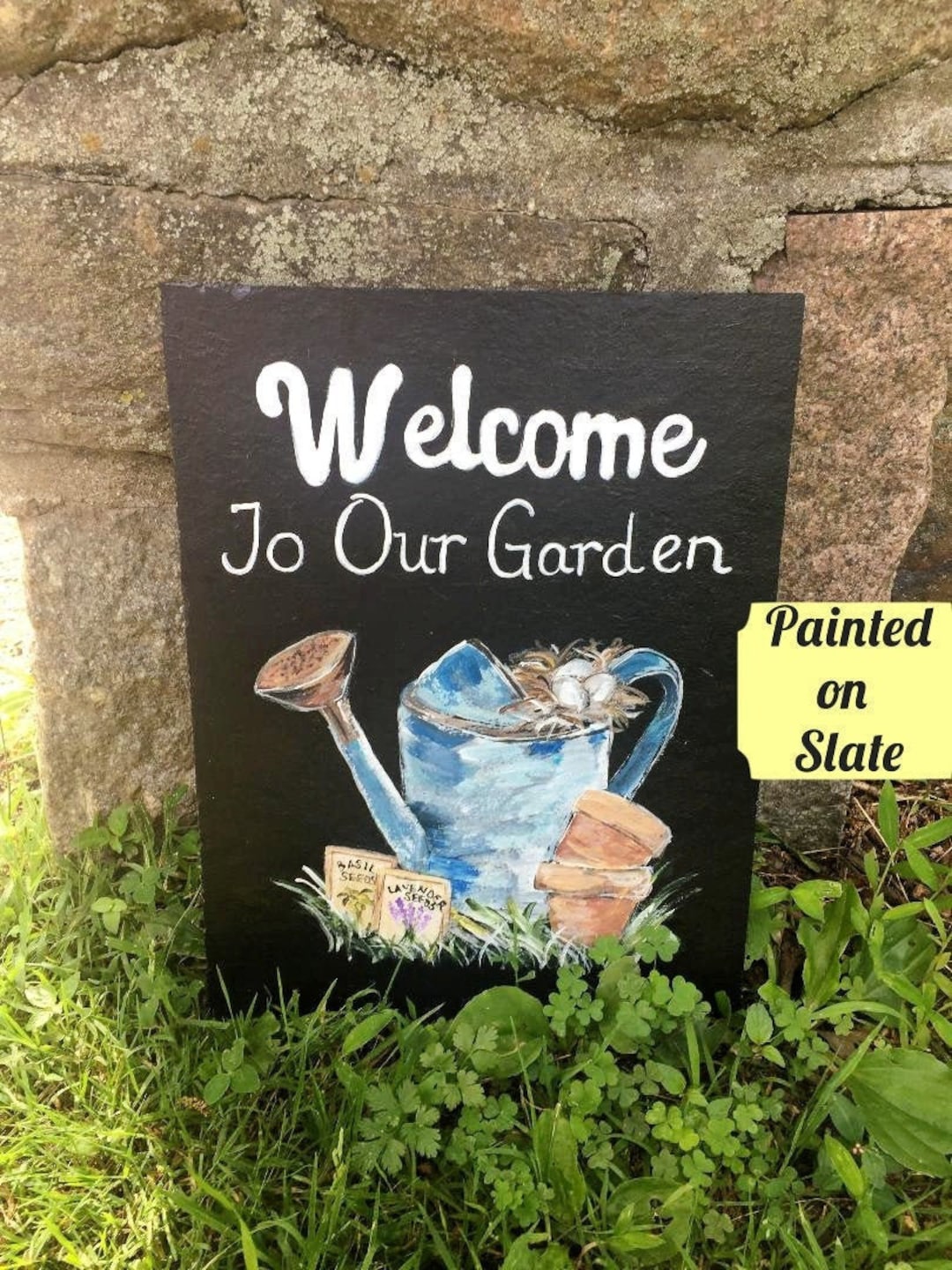 Hand-painted Slate Garden Sign: Welcome to Our Garden Decor, Welcome to ...