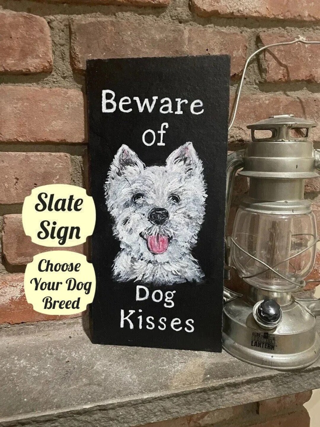 Handpainted Beware of Dog Kisses Sign, Slate Sign, Beware of Dog Sign ...