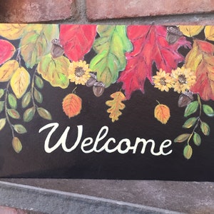 Fall Welcome Sign, Slate Sign, Fall Porch Decor, Door Sign, Autumn ...