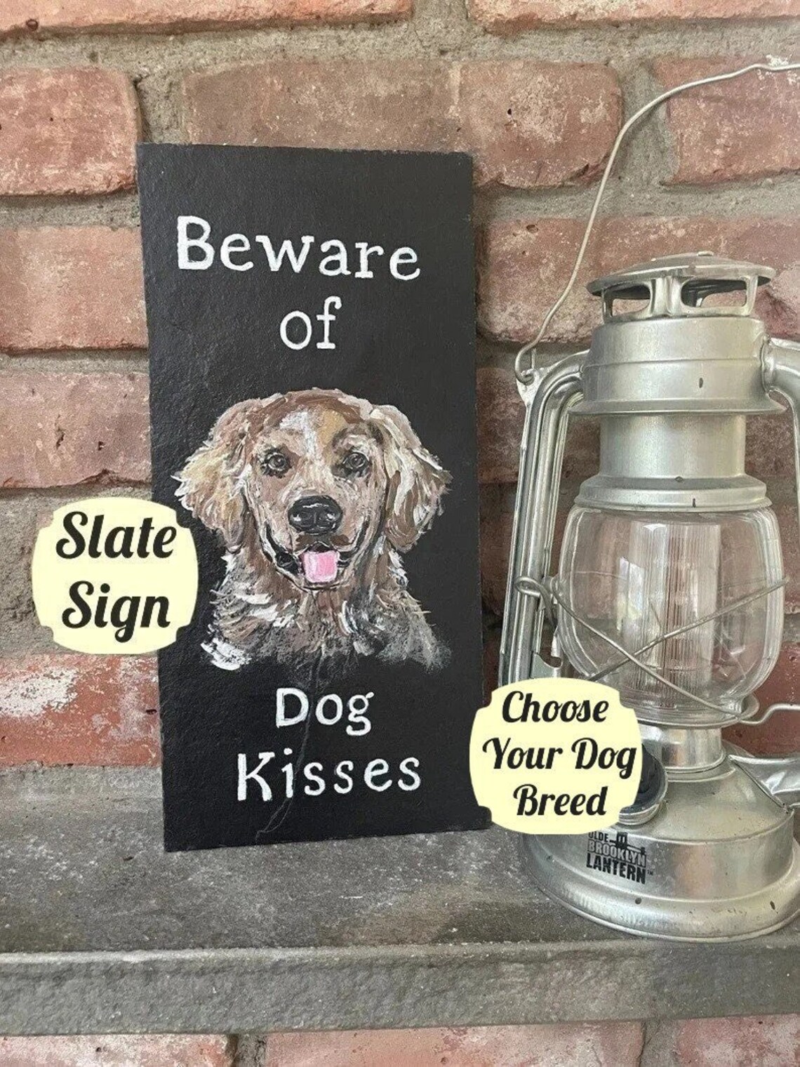 Handpainted Beware of Dog Kisses Sign Slate Sign Beware of - Etsy