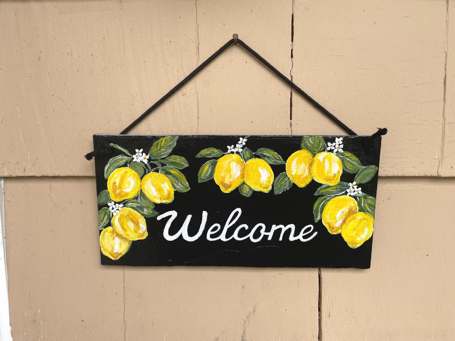Handpainted Lemon Welcome Sign Summer Welcome Sign Painted - Etsy