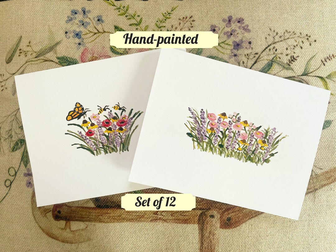 Hand-painted Wildflower Note Card Set, Floral Card Set, All Occasion ...