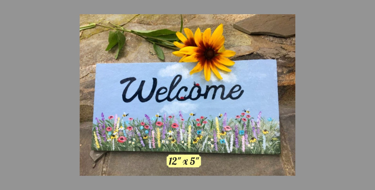 Floral Welcome Sign Spring Door Decor Wildflowers Painted | Etsy