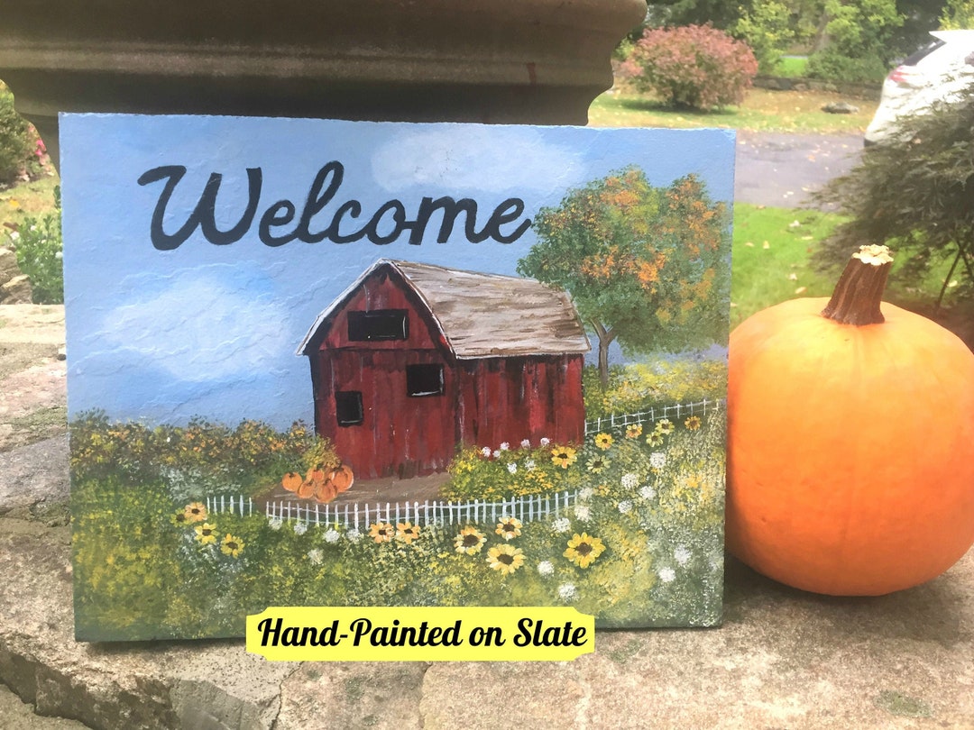 Autumn Welcome Sign, Slate Sign, Thanksgiving Door Decor, Fall Sign ...