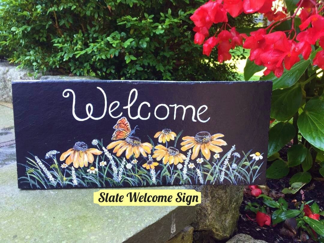 Spring Welcome Sign, Spring Door Hanger, Floral Welcome Sign, Rustic ...