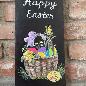 Hand-painted Happy Easter Slate Sign, Spring Porch Decor, Easter Decor ...