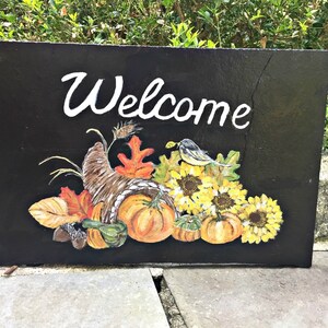 Autumn Welcome Sign, Slate Sign, Fall Door Decor, Porch Sign, Autumn ...