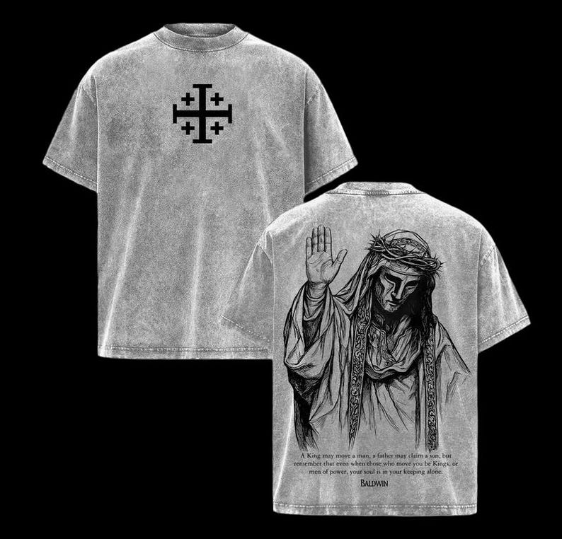 Baldwin IV Leper King Crusader Jerusalem Cross Washed Graphic Tee - Etsy
