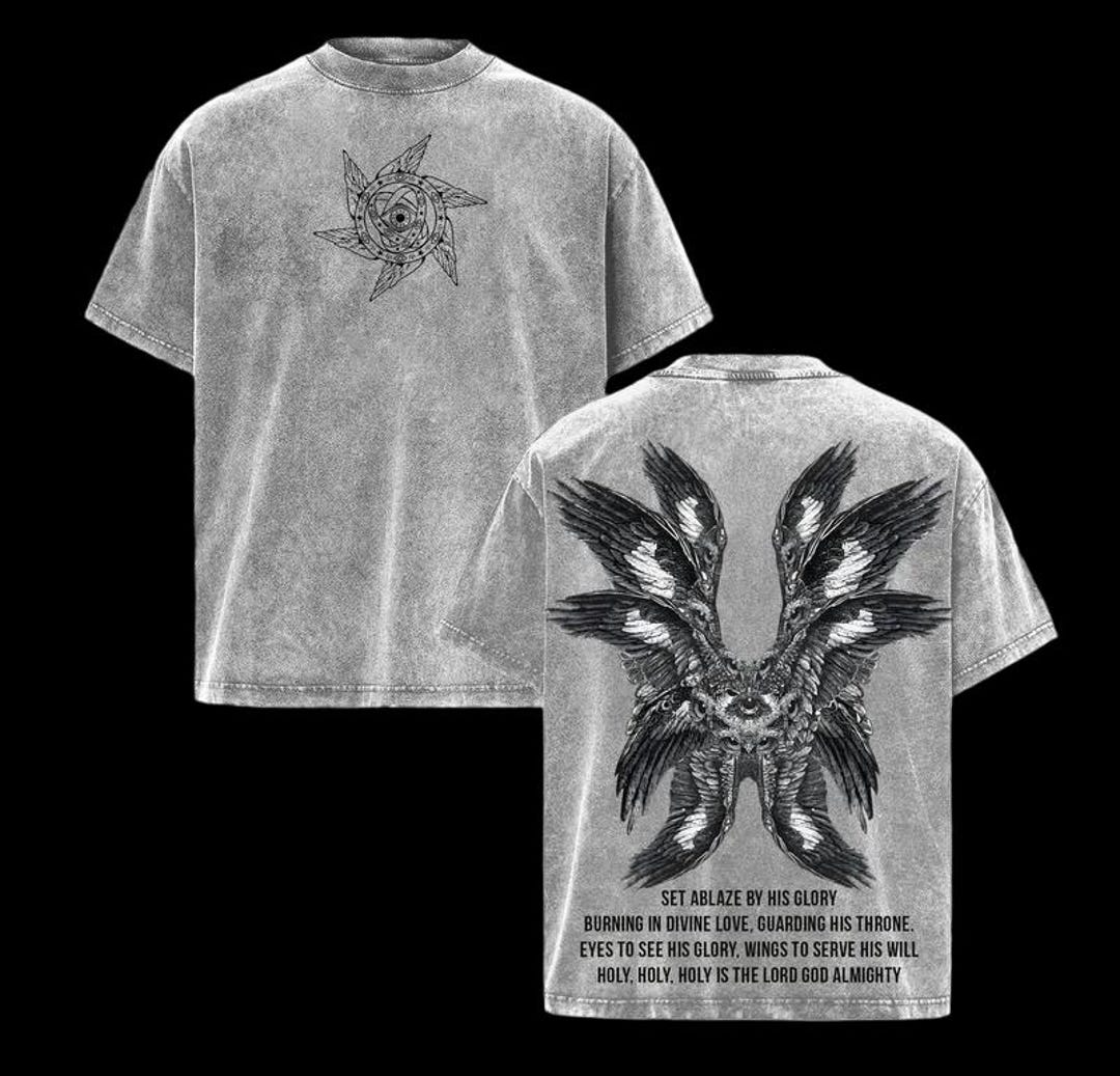 Seraphim Angel Vintage Washed Wings of Fire Christian Tee - Etsy