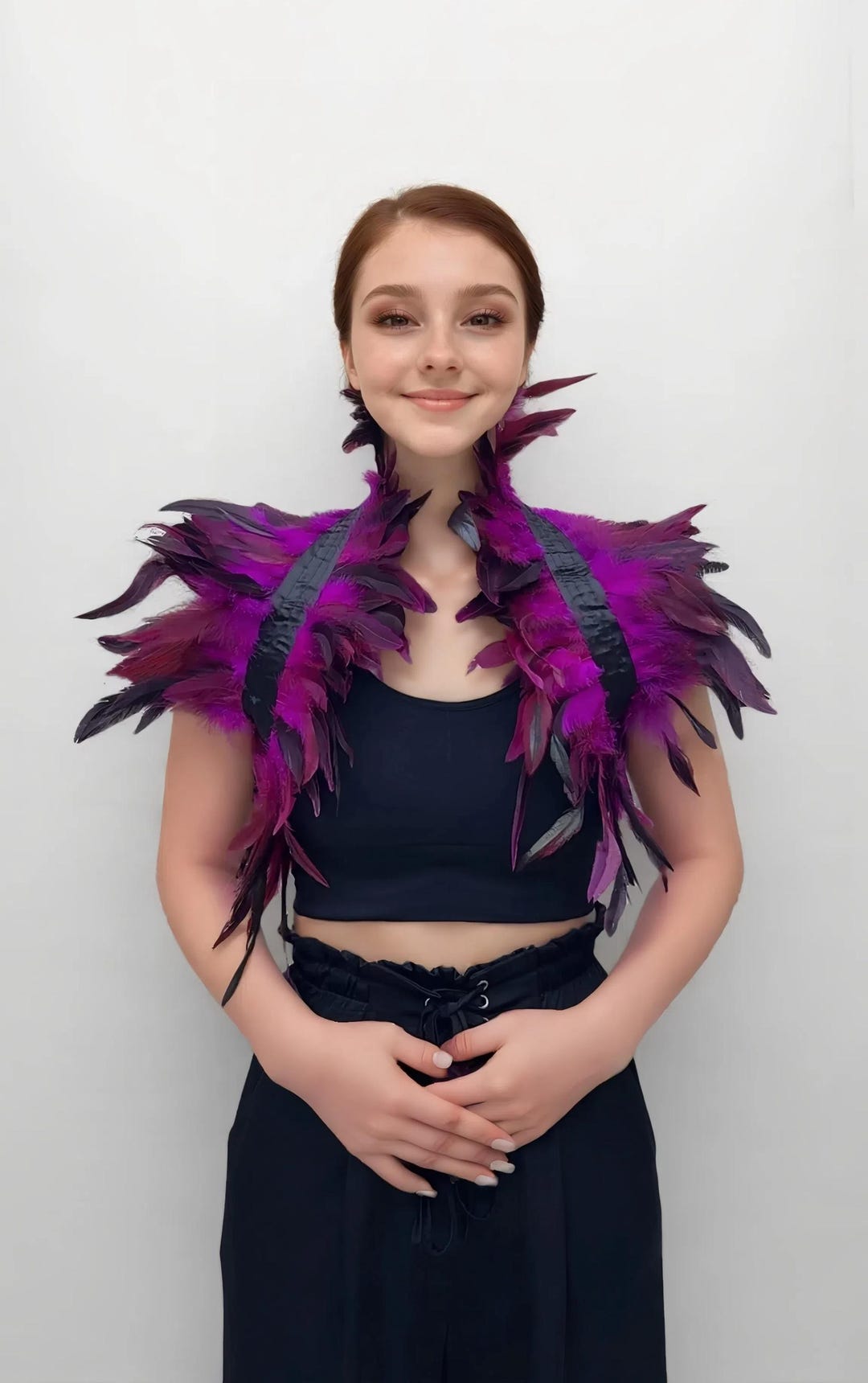 Red Feather Cape Cloak, Gothic Shoulder Feather Shawl Wrap, Bird Wings ...