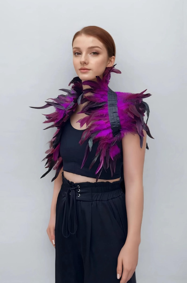 Red Feather Cape Cloak, Gothic Shoulder Feather Shawl Wrap, Bird Wings ...