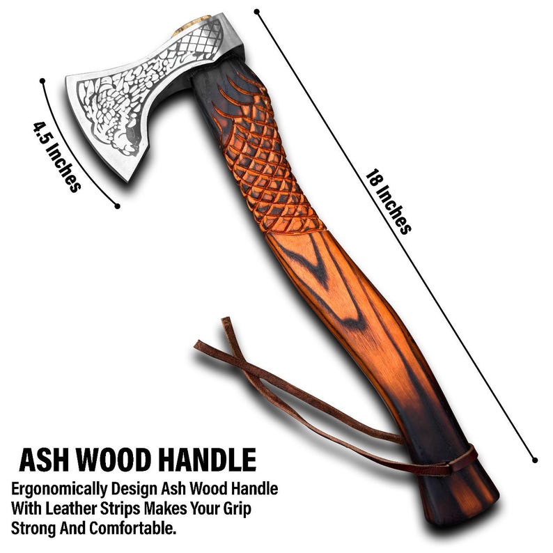Hand-forged Viking Axe | Functional Norse Bearded Axe With Engraved ...