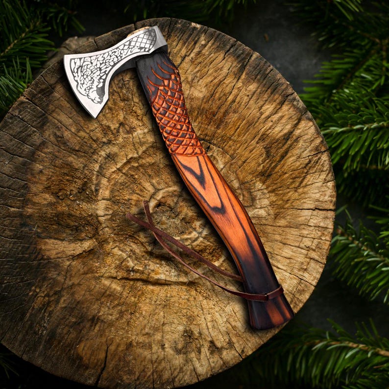 Hand-forged Viking Axe | Functional Norse Bearded Axe With Engraved ...