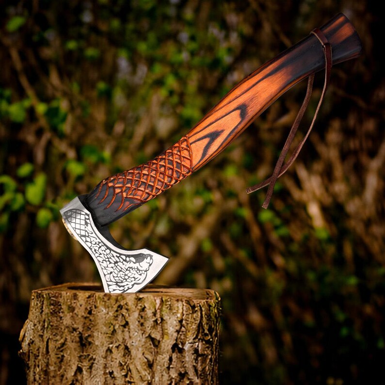 Hand-forged Viking Axe | Functional Norse Bearded Axe With Engraved ...