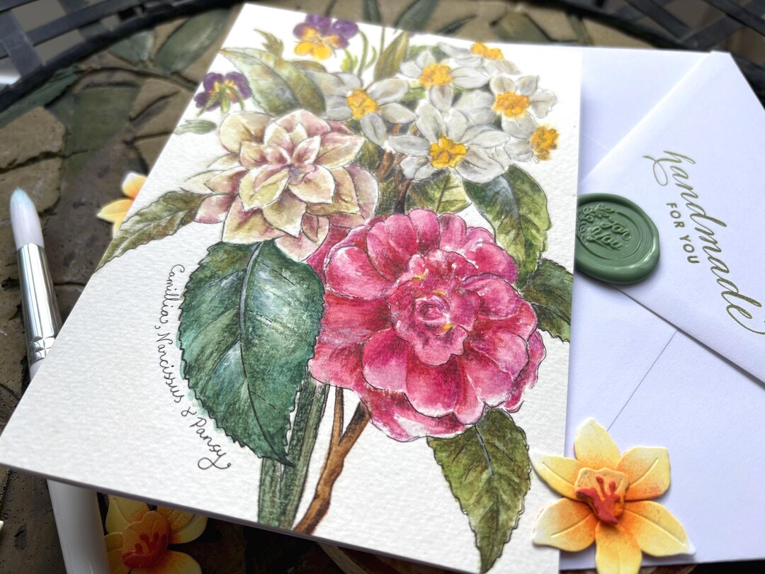 Original Hand Painted Spring Flowers Card (choice of Sentiments ...