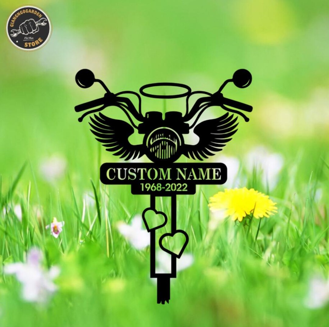 Custom Motorcycle Memorial Plaque Stake, Personalized Biker Memorial ...