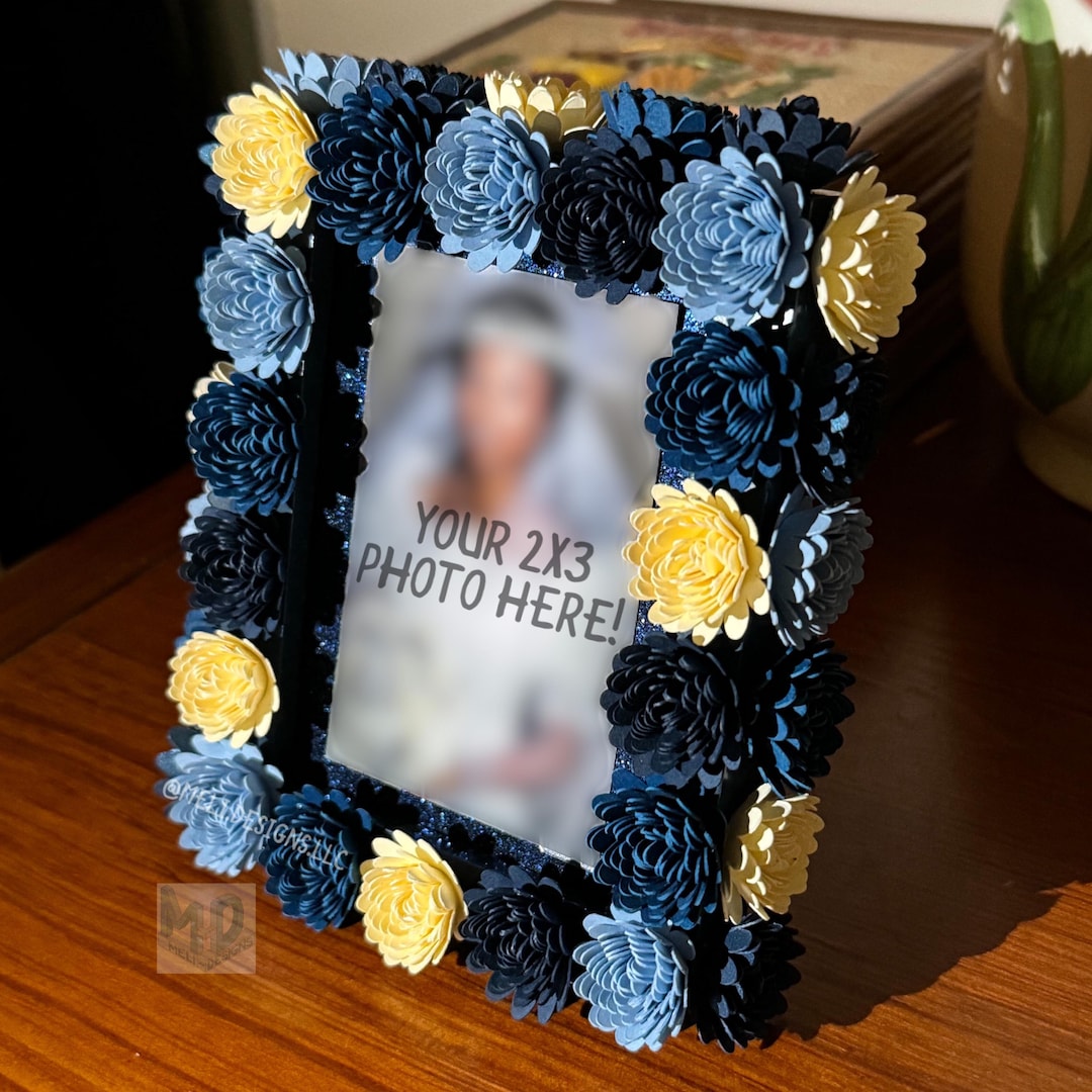 Mini Picture Frame 2x3 | Blue Floral Photo Frame | Handmade Tiny Frame ...