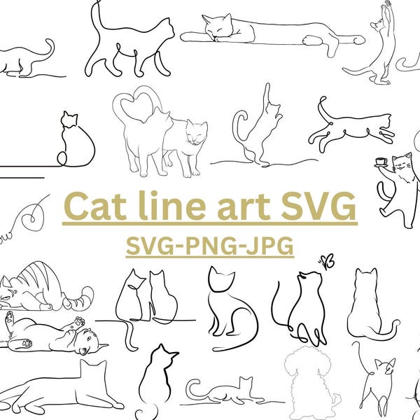 Continuous Line Cat - Etsy UK