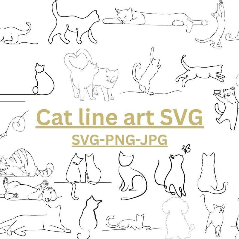 Continuous Line Cat - Etsy UK