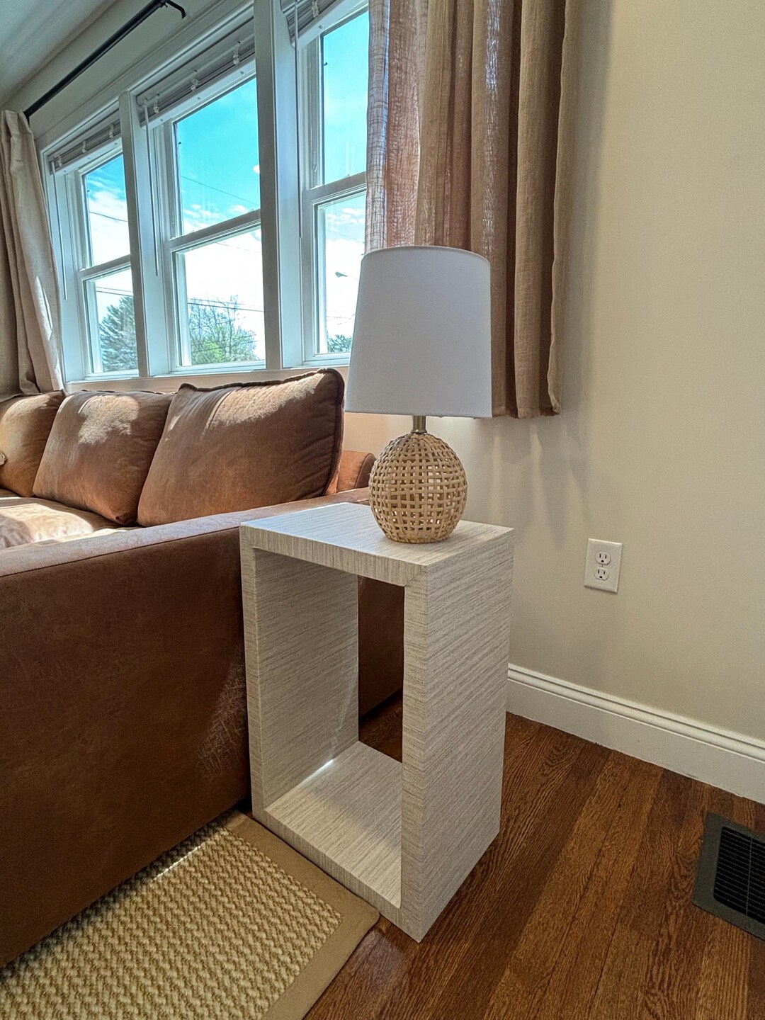 Coastal Grasscloth Side Table, End Table, Wooden Side Table - Etsy