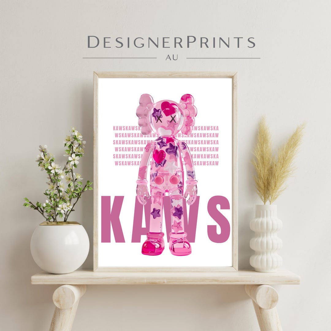 Pink Gummy KAWS Wall Art, Translucent Candy Aesthetic Print, Y2K ...