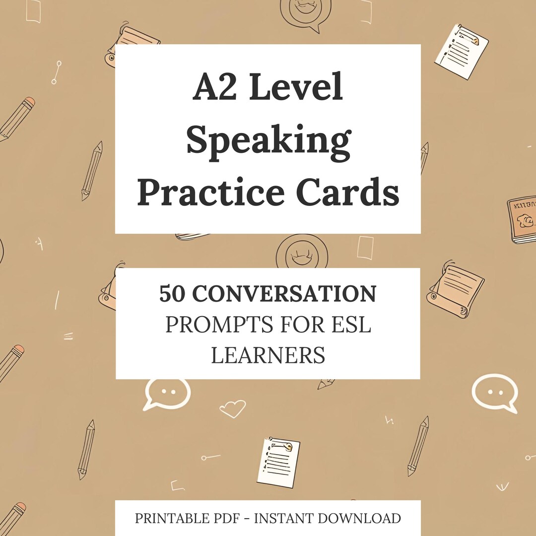 A2 ESL Speaking Practice Cards – 50 Printable Conversation Questions ...