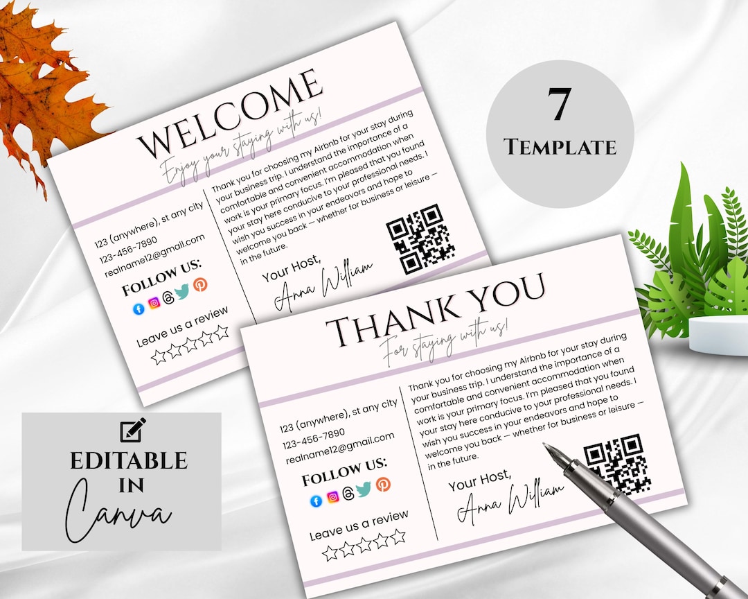 Editable Welcome & Thank You Card Template: Business Review Request ...