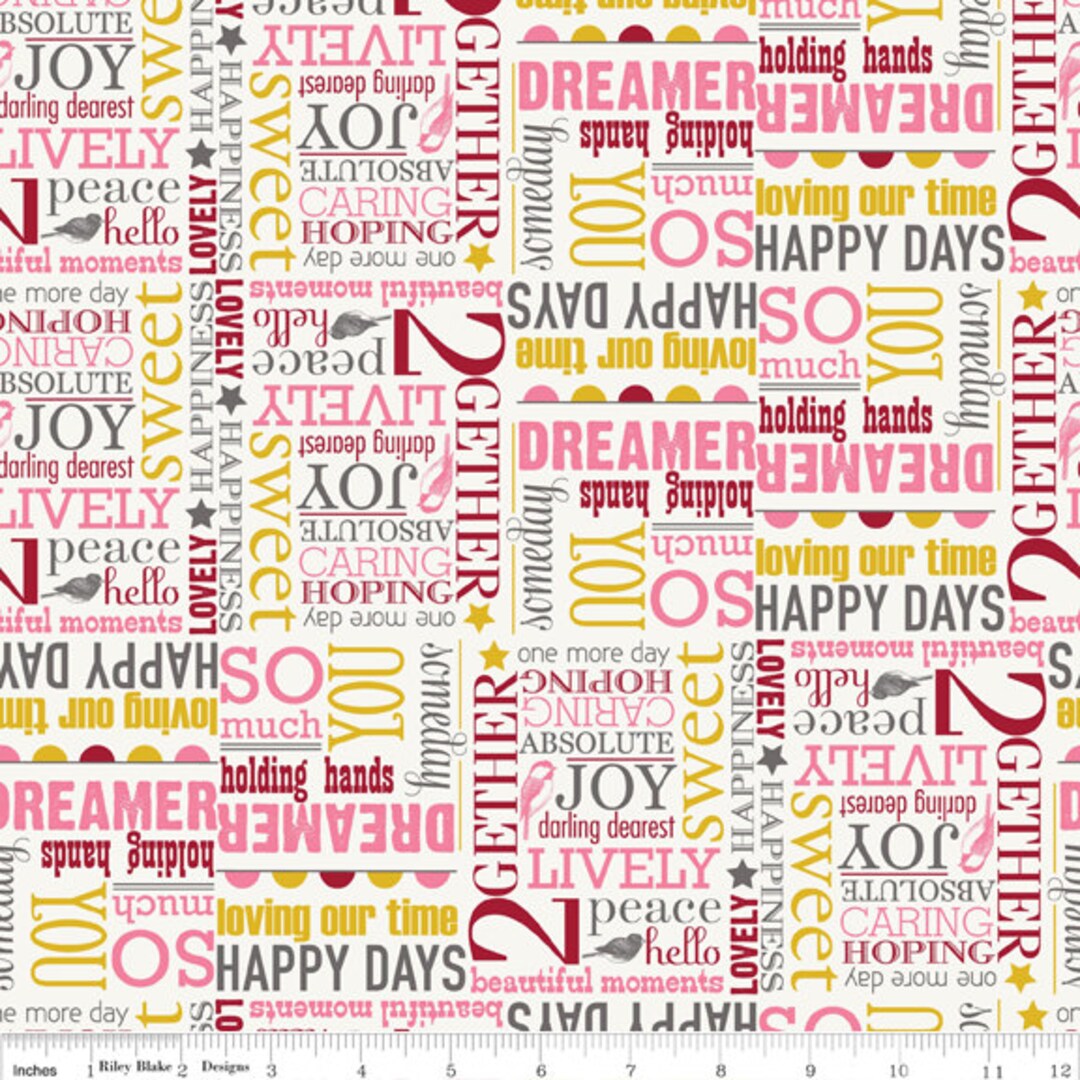 Riley Blake Designs Remember Words Cream Fabric - 31 Inches - Last ...