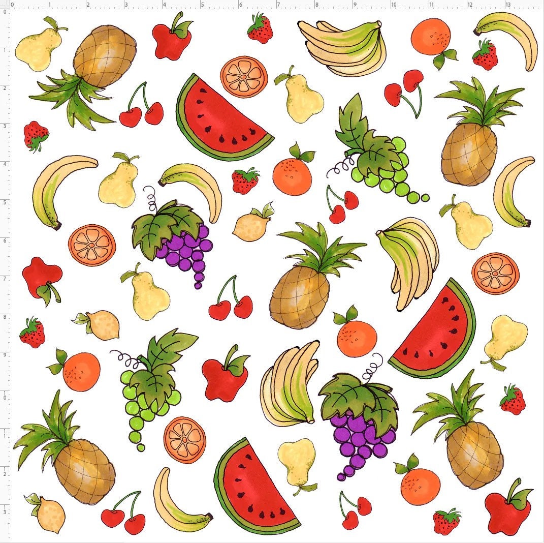 Loralie Designs Fresh Picked Follies Fun Fruit Fabric - 1 Yard - Etsy