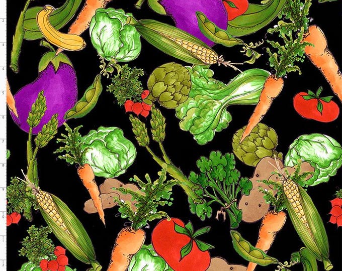 Loralie Designs Veggie Jungle Black Fabric - 34 Inches - Last Piece - Etsy