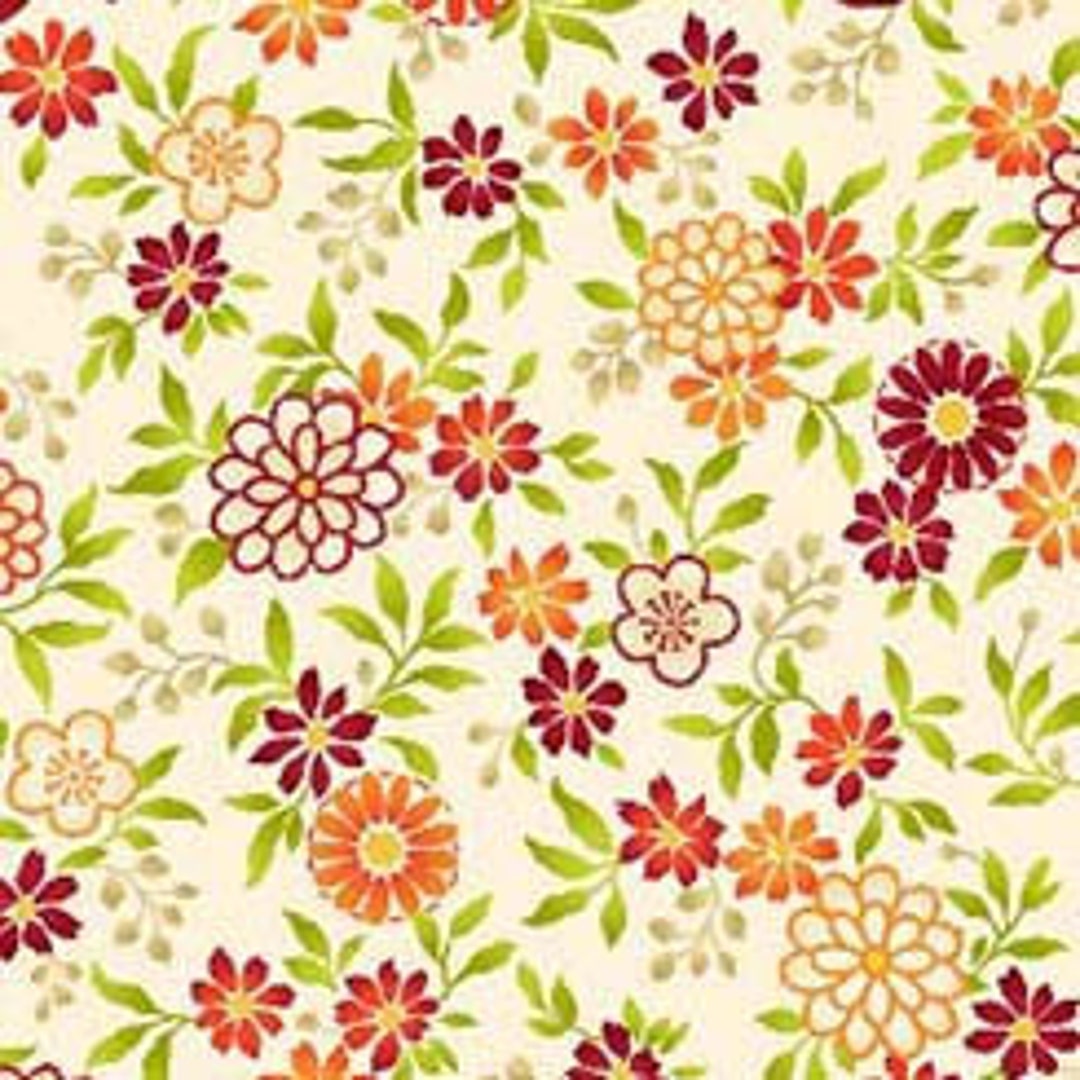 Quilting Treasures Studio 8 Salsa Fiestaware Orange Flowers Fabric - 32 ...